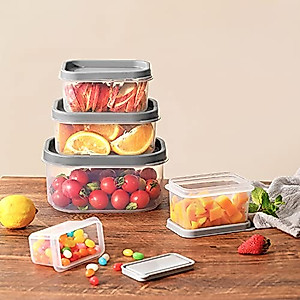 JJOO 10PCS Food Storage Containers with Lids (5 containers + 5 Lids), Reusable Meal Prep Container, Airtight Plastic freezer Containers for Pantry, Microwave and Dishwasher Safe, Grey