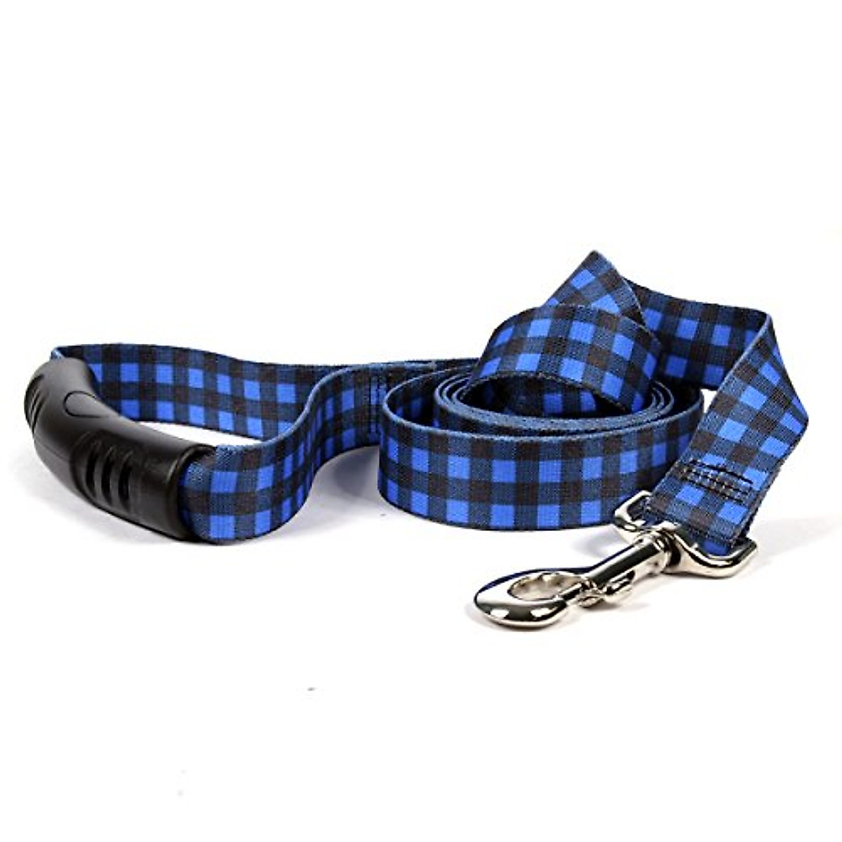 Yellow Dog Design Buffalo Plaid Blue Ez-Grip Dog Leash with Comfort Handle 1" Wide and 5' (60") Long, Large