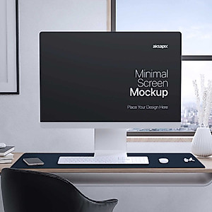 Desk Mat Large protector Pad - Multifunctional Dual-sided Office Desk Pad,Smooth Surface Soft Mouse Pad,Waterproof Desk Mat for Desktop, Pu Leather Desk Cover for Office/Home(Dark Blue, 31.5" x 15.7")