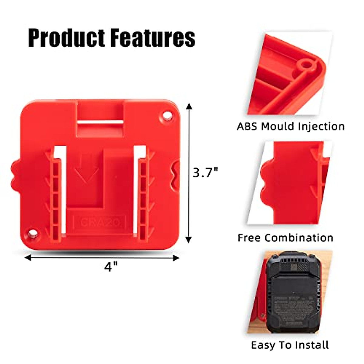 Battery Holder for Craftsman V20 20V Battery Wall Mount Battery Storage for Work Van, Shelf, Toolbox -5 Pack