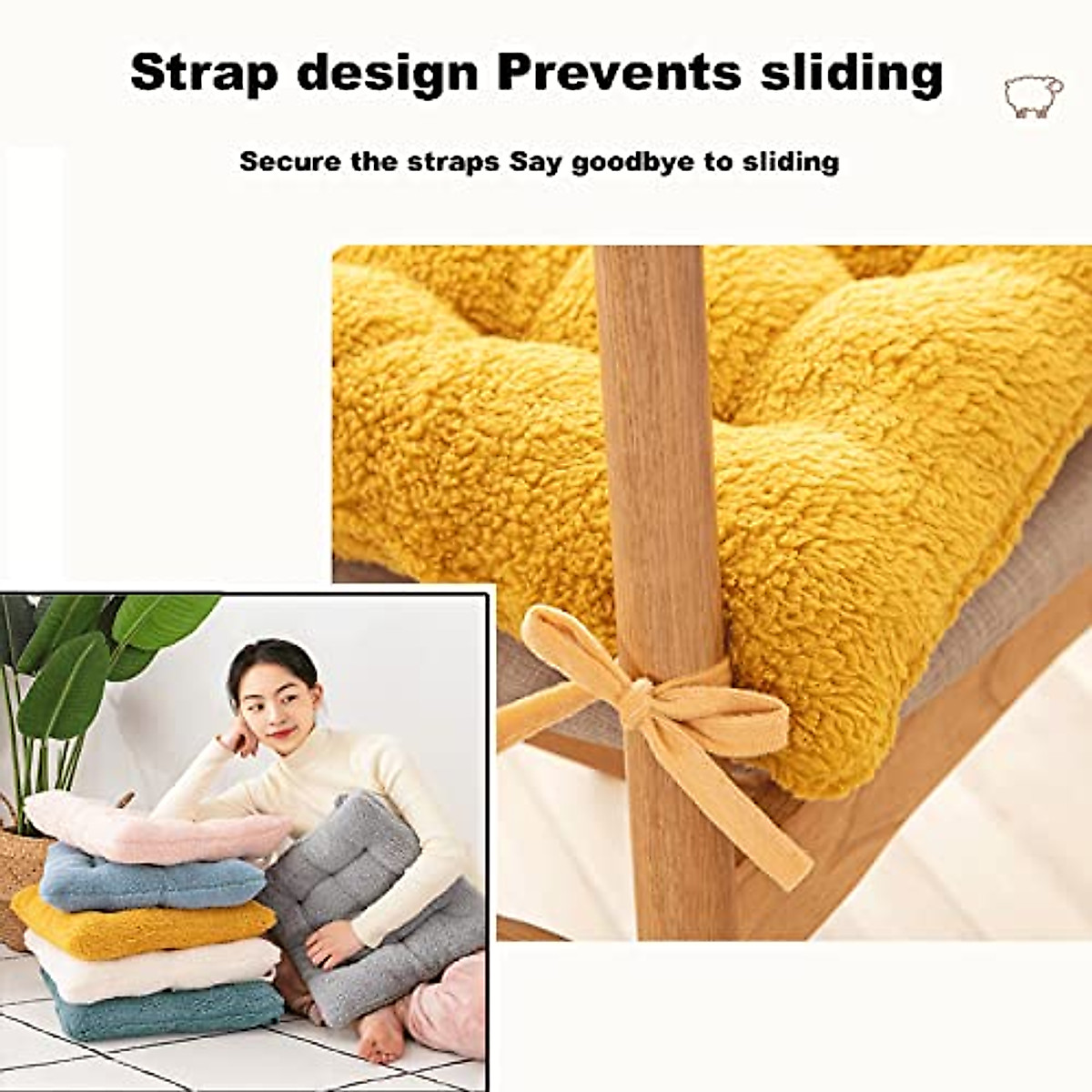 Gruytoie Round Chair Seat Cushions, Comfortable Garden Kitchen Patio Sofa Seat Pads Dining Chair Cushion Pad, for Indoor Outdoor Décor (H 50X50cm)