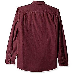 Amazon Essentials Men's Regular-Fit Long-Sleeve Two-Pocket Flannel Shirt, Burgundy Heather, Large