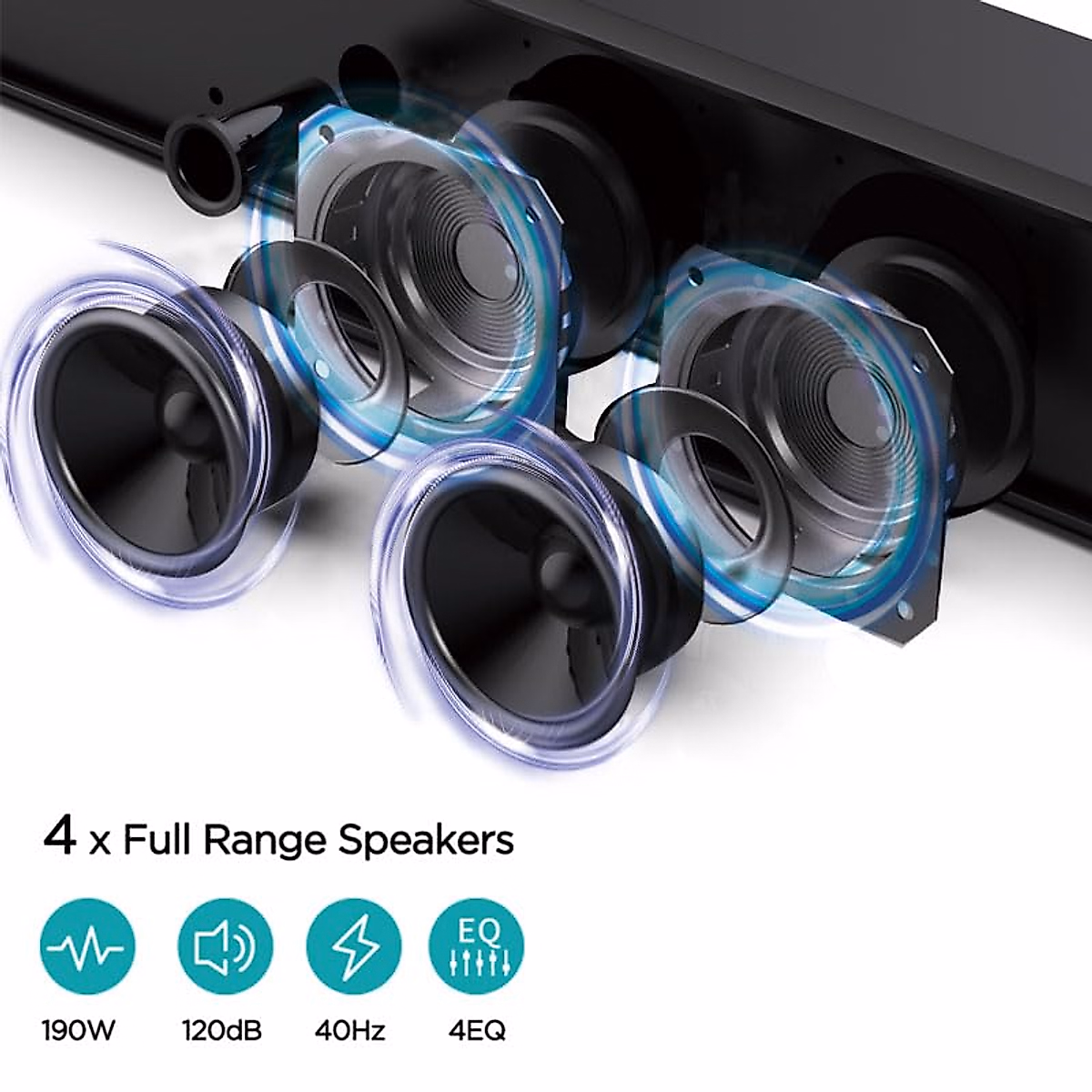 Sonic Blast Sound Bar for TV with Subwoofer 31.5" 2.1 CH Wireless Bluetooth 5.0 TV Soundbar 3D Surround Sound System TV Speaker for Home Theater Audio, HDMI/Optical/Aux/USB/RCA, Movie, Game, Bass Mode