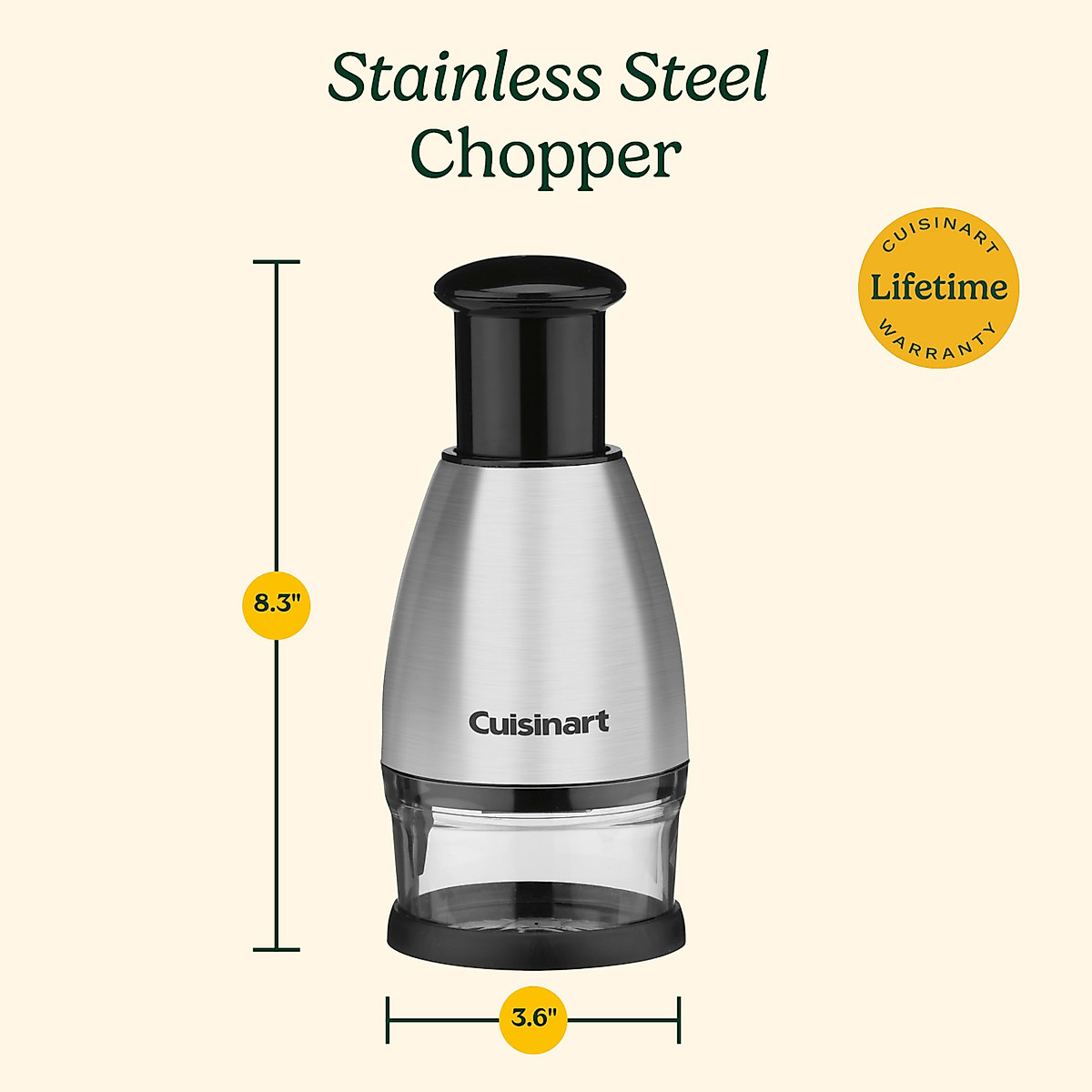 Cuisinart CTG-00-SCHP Chopper, 8.2" x 3.9" x 3.9", Stainless Steel/Black