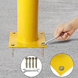 DorBuphan 2Packs 36-4.5 Bollards 4-1/2" OD 36" Height Safety Bollard Yellow Powder Coat Street Bollard Parking Post 4 Free Anchor Bolts for Garage or Parking Lot