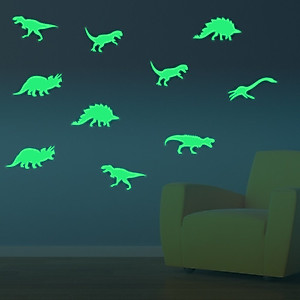 ufengke 9-pcs Dinosaurs Wall Decals Fluorescence Stickers Glow in The Dark, Children's Room Nursery Removable Wall Stickers Murals
