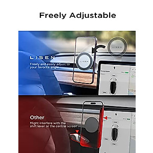 LISEN for Tesla Phone Mount Holder, for MagSafe Car Mount [20 Strongest Magnets] 2023 Tesla Model 3/Y/X/S Accessories, Adjustable Tesla iPhone Mount Compatible with iPhone 14 13 12 Pro Max Plus