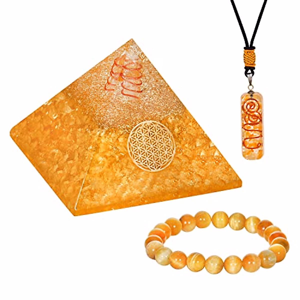 Orgone Pyramid - Citrine Pyramid - Crystal Decor - Stones and Crystals - Meditation Accessories - Wealth Pyramid - Witchcraft Supplies - Positive Crystals - Chakra Pyramid