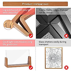 wavamawa 4x6 inch Picture Frames Set of 2-Wooden Photo Frame with Wood of Beech Base and HD Organic Glass Cover for Tabletop or Desktop Display-Horizontal&Vertical