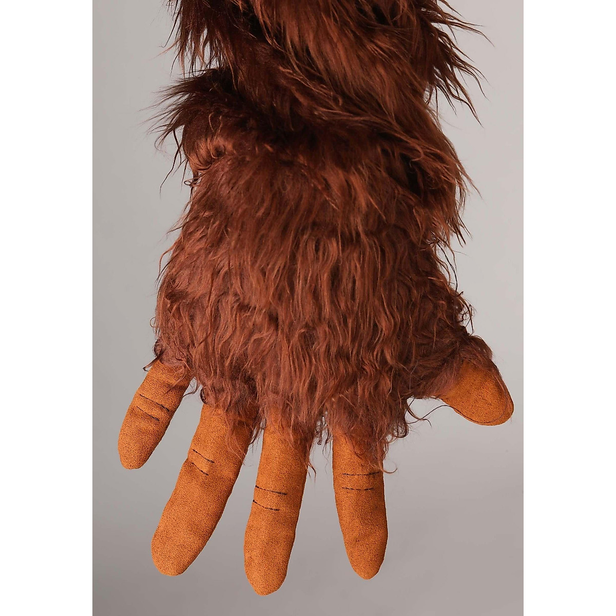 Plus Size Bigfoot Costume | Adult Men's Sasquatch Furry Outfit, Headpiece, Mask, Jumpsuit, Attached Gloves, Shoe Covers 4X Brown