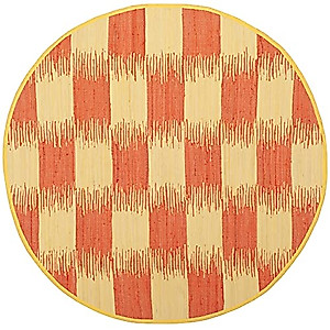 SAFAVIEH Montauk Collection 6' Round Yellow / Orange MTK721C Handmade Fringe Cotton Area Rug