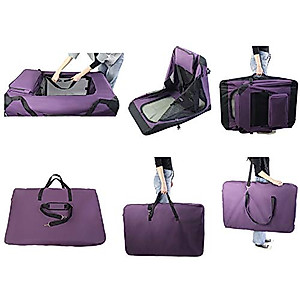 EliteField 3-Door Folding Soft Dog Crate with Carrying Bag and Fleece Bed (2 Year Warranty), Indoor & Outdoor Pet Home (42" L x 28" W x 32" H, Purple)