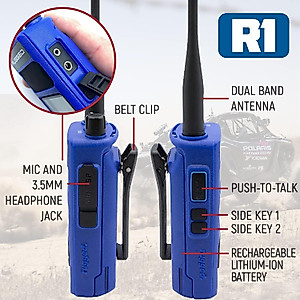 Rugged Two Way Handheld Radio Walkie Talkie for Business Schools Churches Construction - Features Long Range Dual Band VHF UHF and Rechargeable Battery (R1)