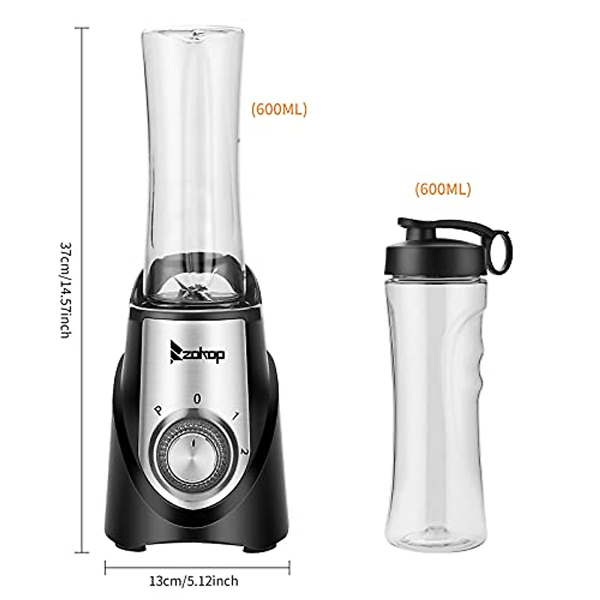 Personal Blender for Shakes, Portable Smoothie Makers, Food Prep,and Frozen Blending with 120V Voltage 350-Watt Base,600ml Mini Travel Blender Juicer for Kitchen