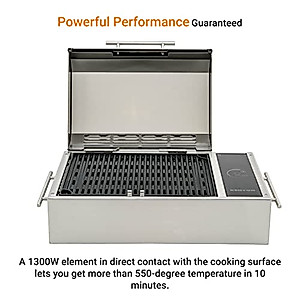 Kenyon Frontier Portable Electric Grill, Waterproof Digital Touch Control, UL-Approved For Indoor And Outdoor Use, Stainless Steel, Rust-Proof Grill, Quick Heat Up, Dishwasher Safe, 120V