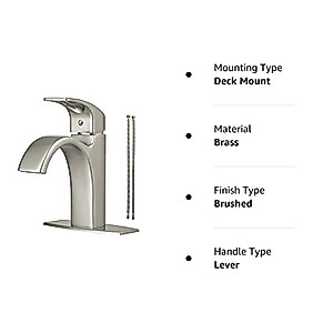 Hoimpro Waterfall Brushed Nickel Single Hole Bathroom Faucet, Single Handle Bathroom Vanity Sink Faucet, Rv Vanity Faucet, Brushed Nickel (1 or 3 Hole)