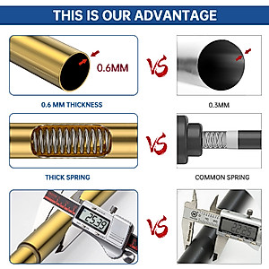 EBOATOP Shower Curtain Rod Tension- Never Rust No Drill Non-Slip Spring Tension Shower Rod, 43-73 inches Metal Steel, Gold