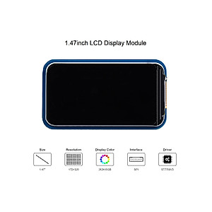waveshare 1.47inch LCD Module 172×320 Resolution 262K RGB Colors IPS Display for Raspberry Pi, Arduino, STM32,Embedded ST7789V3 Driver,SPI Interface