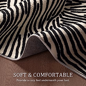 YIHOUSE 6×9 Ft Area Rugs Non-Shedding Washable Rug, Bedroom Living Room Dining Room Office Soft Nonslip Modern Rugs Faux Wool Collection Carpet Indoor/Outdoor Rugs-Black and White Rug