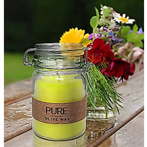 HYOOLA Pure Natural Jar Candles - 100% Olive Wax Candles in Glass - Paraffin Free Vegan Candle - Lime Green