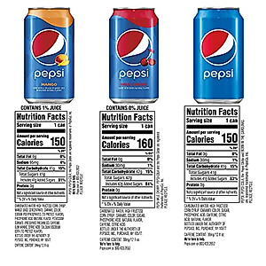 Pepsi Flavors Variety Pack, Wild Cherry, Mango, Original, 12 fl oz. Cans (18 Pack)