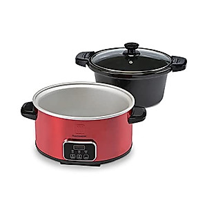 Toastmaster 4-Quart Digital Slow Cooker with Locking Lid (Red)