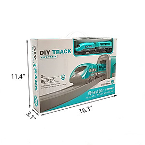 DSHMIXIA Battery Operated Train Set for Kids Electric Train Sets Toys for 3 Year Old Boys 4-7 8-14 Around Wooden Train Track Set for Christmas Tree (City Track Train)