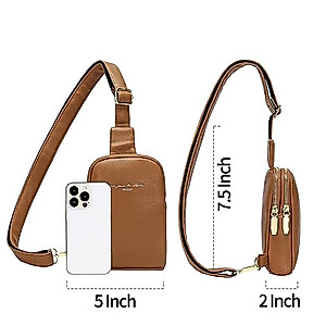 Haytijoe Small Sling Bag, Fanny Pack Purse Vegan Leather Crossbody Bags for Women, Gifts for Her (Brown)