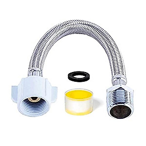 (1 pack) 6 inches Stainless Steel 7/8 male 7/8 female Extension Hose BRAIDED Solid seat with hard access Handheld Spray Hand Easy to tight with plumbing tape (1)
