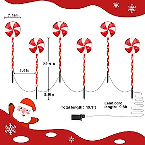 RAYNEL 6 Pack Christmas Pathway Lights Outdoor, 28" 120 LED Lollipop Peppermint Pathway Lights, Candy Cane Christmas Decorations with 8 Lighting Modes for Xmas Holiday Patio Yard Lawn Garden