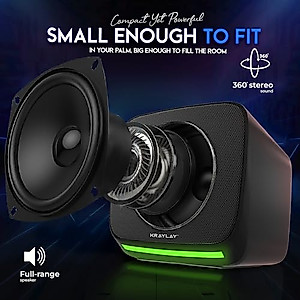 Kraylay Computer Speakers - TV Speakers with 2.0 USB Aux Powered - Monitor Speakers with RGB LED Light - Mini Multimedia Stereo Speaker for Laptop, Tablet and Cellphone