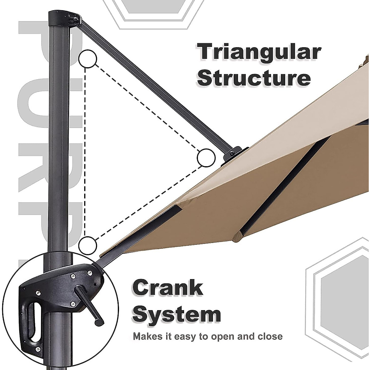PURPLE LEAF 9' X 11.5' Patio Umbrella Outdoor Cantilever Rectangle Umbrella Aluminum Offset Umbrella with 360-degree Rotation for Garden Deck Pool Patio, Beige