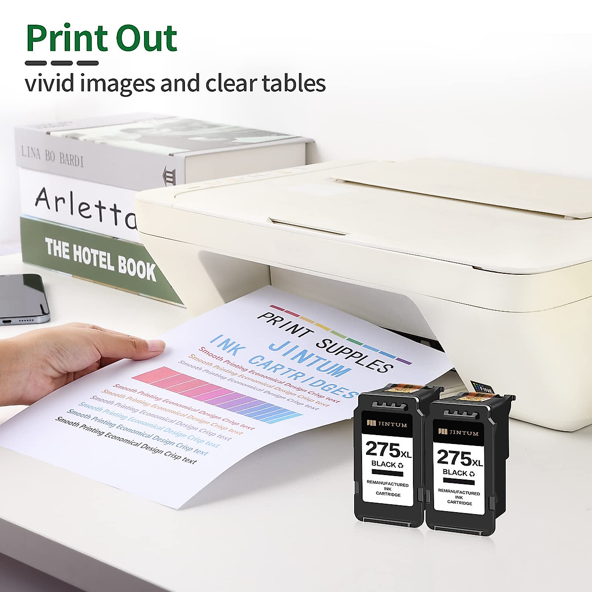 JINTUM Remanufactured PG-275XL Ink Cartridge Replacement for Canon 275 Ink Cartridges for Canon PIXMA TS3522 TR4720 TS3520 Printer (2 Black)