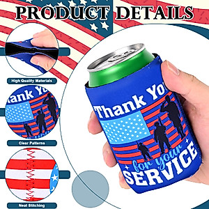 Veterans Day Gifts for Men 24 Pcs American Flag Bottle Cooler Sleeves Gifts for Veterans Collapsible Insulation Cover for Veterans Day Patriotic Home Office Table Party Decorations, 12 oz