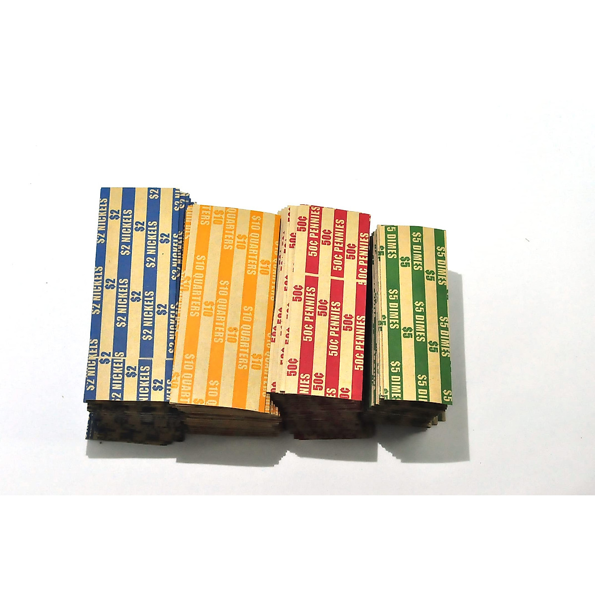 300 Assorted Bundle Flat Striped Coin Wrappers, 75 of Each