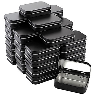 Lawei 40 Pack Metal Rectangular Empty Hinged Tins - Black Matte Mini Portable Box Containers Small Storage Kit for Home Organizer Storage Drawing Pin Jewelry Crafts