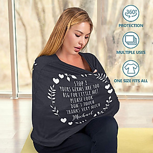 Personalized 'No Touching' Baby Car Seat Covers for Babies, Custom Nursing Breastfeeding Car seat Canopy with Name, Infant Stroller Covers for Newborn Girls Boys, Ultra-Soft Breathable, Carseat Cover