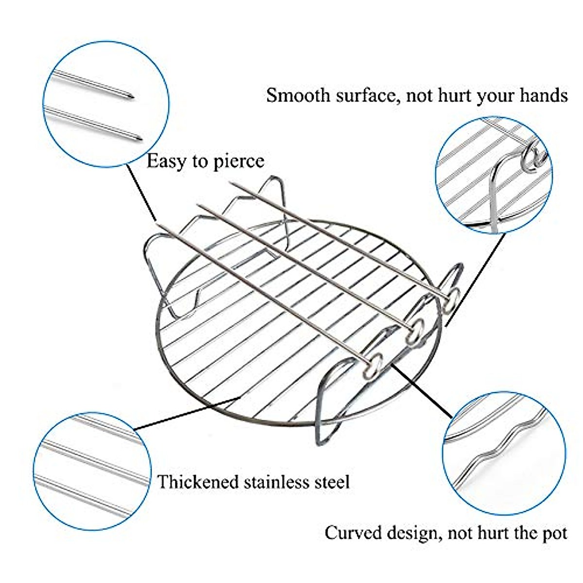 Air Fryer Rack Air Fryer Accessories 6'' Set of 3 Multipurpose Double Layer Rack with Skewer Round Cooking Rack Toast Rack Fits Most 2.5QT or Above Air Fryer