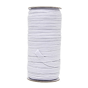 Mandala Crafts White Elastic Bands 3/8 Flat Elastic Cord Stretch Strap - 10mm 50 Yds Roll of Elastic Straps Braided Elastic Band - 3 8 Inch Elastics for Sewing and Elastic Crafting