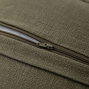 Linen Fringed Throw Pillow Cover - Soft Cozy Boho Cushion Covers with Tassel for Couch Sofa Farmhouse Natural Decor Burlap Pillowcase, Green 18x18 Inches