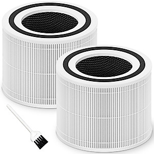 Core 300 Replacement Filter Compatible with LEVOIT Core 300 and Core 300S VortexAir Air Purifier, 3-in-1 H13 True HEPA Filter Replacement, Compared to Part # Core 300-RF, 2 Pack, White