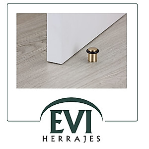 EVI | Doorstop | 1.06'' X 1.15'' | Threaded Base | Natural Silicone Black Rubber | Brass Matte Finished | Includes Strips + Fastening Anchor | 2X Mod. I-108