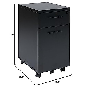 Pro-Line II/OSP Designs PRD3085-BLK Prado Mobile File in with Hidden Drawer and Castors, Black