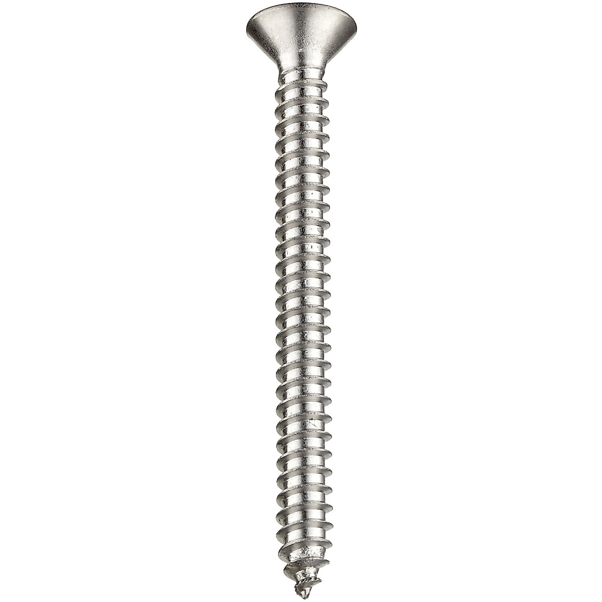 18-8 Stainless Steel Sheet Metal Screw, Plain Finish, Flat Head, Drilled Spanner Drive, Type AB, 1-1/2" Length, #8 Threads, Made in US (Pack of 25)