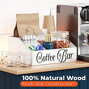 Espress Impress Wooden White Coffee Station Organizer for Countertop | Farmhouse Style Storage Kit for a Perfectly Organized Coffee Bar | Accessories Organizer for Cups, Coffee Pods, Sugar, etc