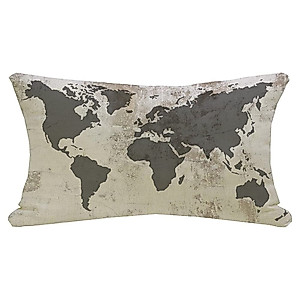 Decorative Rectangle Throw Pillow Cover Linen Structure Vintage Dirty White Concrete Cement Black Bulkhead Wall Map Moss Carapace Urban Abstract Lumbar Cushion Case for Sofa Car Bedroom 12 x 20 Inch