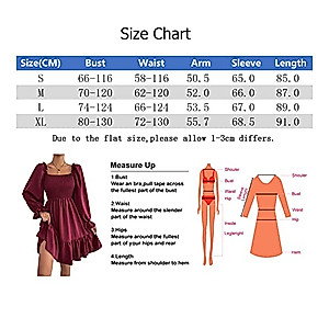 Ekaliy Women's Casual A line Dress Knee Length Puff Sleeves Smocked Elegant Homecoming Dress Green S