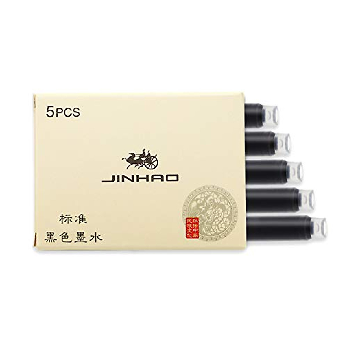 Gullor 25 PCS International Size Pen Ink Cartridge to Fit Jinhao Fountain Pens, Black, 5 Per Pack