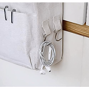 Someteth Bedside Hanging Storage Basket Multi-Function Organizer Caddy for Bunk and Hospital Beds Dorm Rooms Bed Rails, Can be Placed Glasses Books Mobile Phones Keys(White 2pcs)