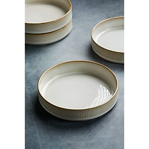 famiware Star 7.5" Pasta Bowls Set, Salad Bowl Set of 4, Double Reactive Glaze, Stackable, Perfect for Your Friend for Housewarming, Thanksgiving, Christmas, Cappuccino White